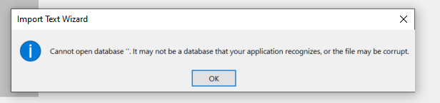 Why is Access giving me an error stating "Cannot open database ''. It ...