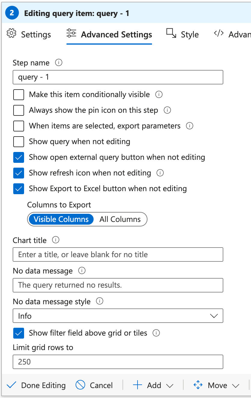 search function when attaching workbook query to dashboard - Microsoft Q&A