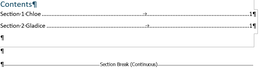 Adjust spacing between the Section Number and the section description ...