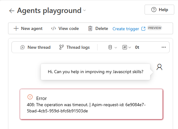 408 Timeout Error in Azure OpenAI Playground Despite High Rate Limits - Microsoft Q&A