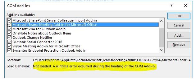 Not loaded. A runtime error occurred during the loading of the COM add-in - Microsoft Q&A