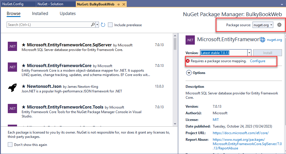 Error from nuget pakage - Microsoft Q&A
