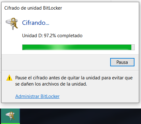 Bitlocker Stuck on 97.2% and not finish the encryption of my external ...