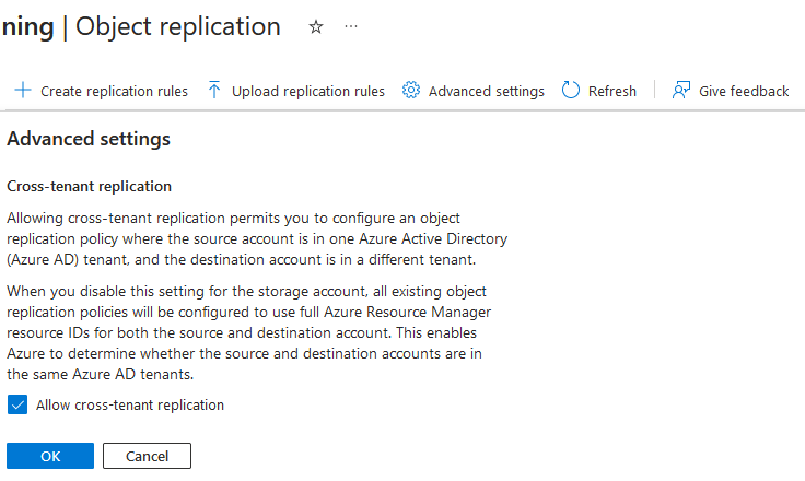 Azure Backup fails with "Cross tenant object replication policy disabled." even though its ...
