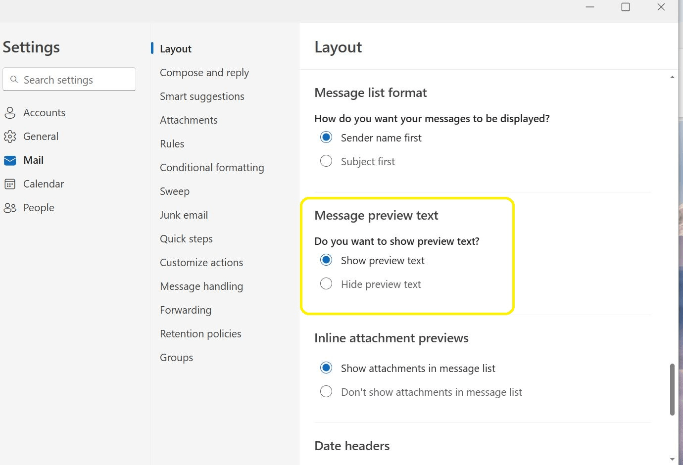 New Outlook & Web: I want an option "Preview Off" - Microsoft Q&A