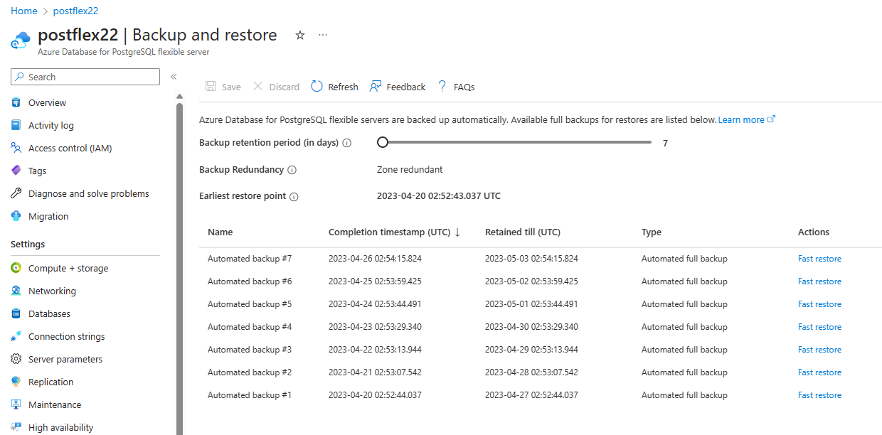 Backup Report For Azure Database For Postgresql Flexible Server