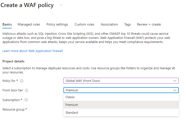 Web Application Firewall Policy is not showing up while associating the ...
