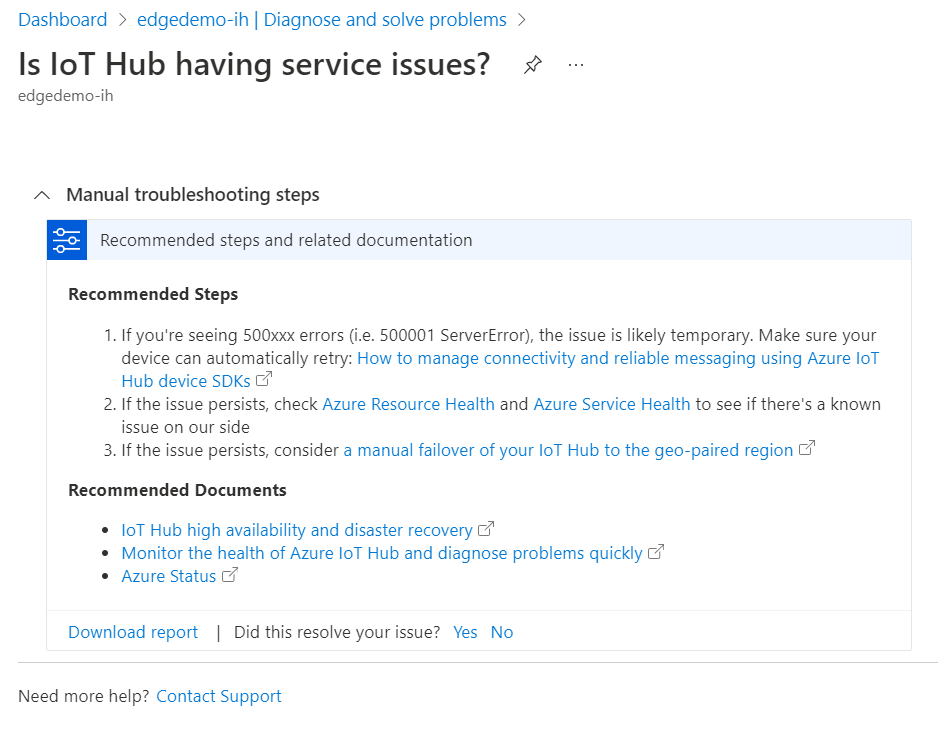 Unable to connect to IoT HUB - Microsoft Q&A