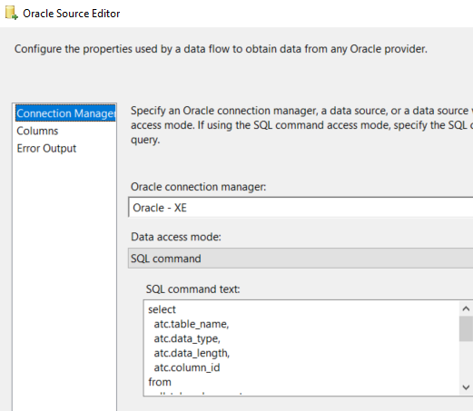 Error Adding New Column Ssis 2019 Ms Oracle Source Connector 0954