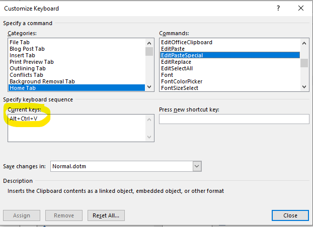 Ctrl+Alt+V Shortcut Disappeared - Microsoft Q&A