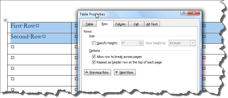 Can you repeat 2 rows of a table over pages? - Microsoft Q&A