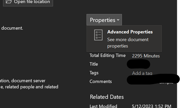access Advanced Properties via ribbon - Microsoft Q&A