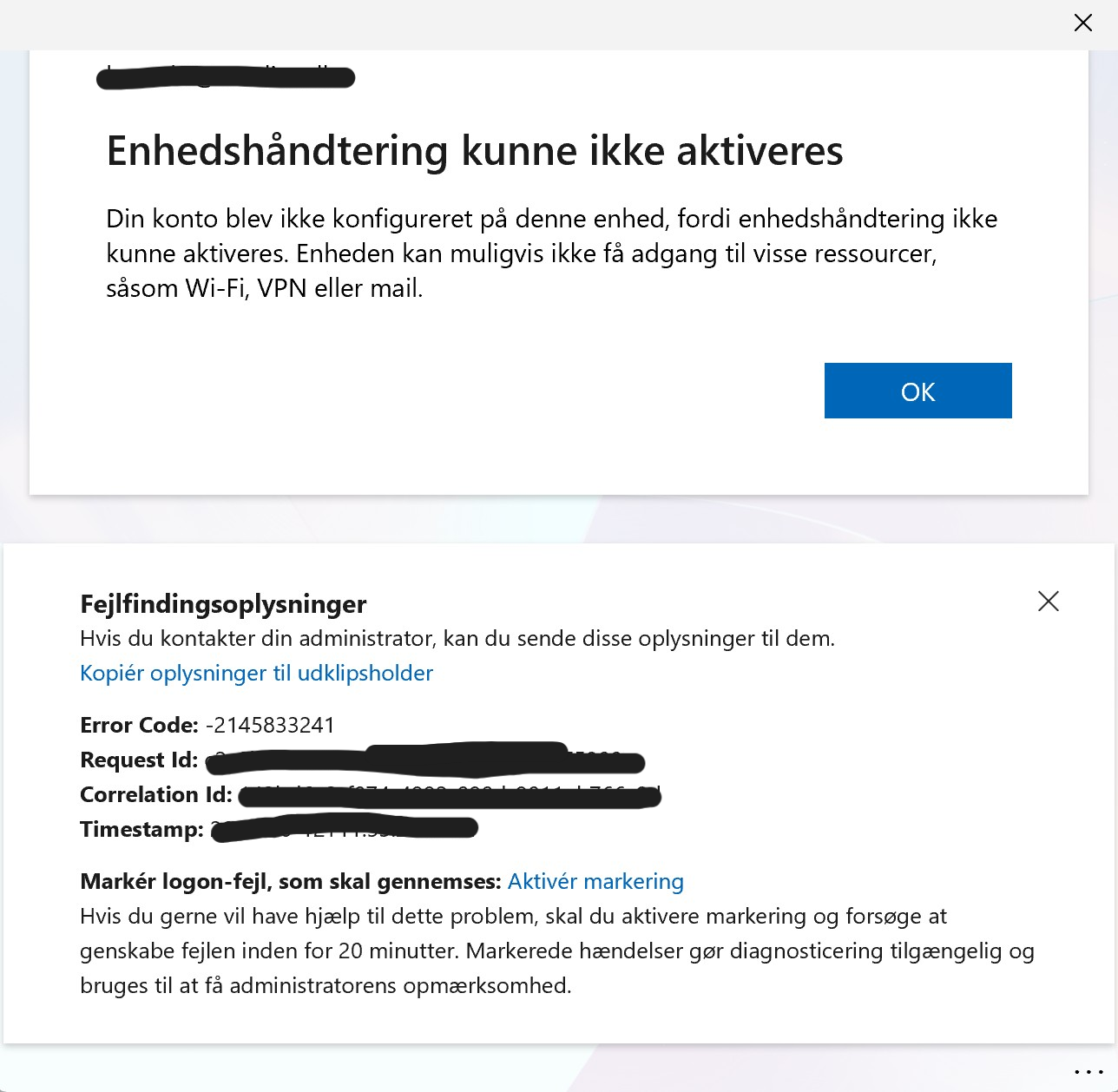 Error code: -2145833241 - Microsoft Q&A