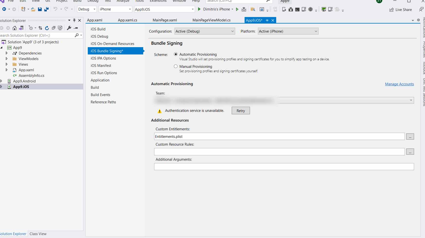 Lost the ability to run a Xamarin.Forms app to an iPhone physical ...