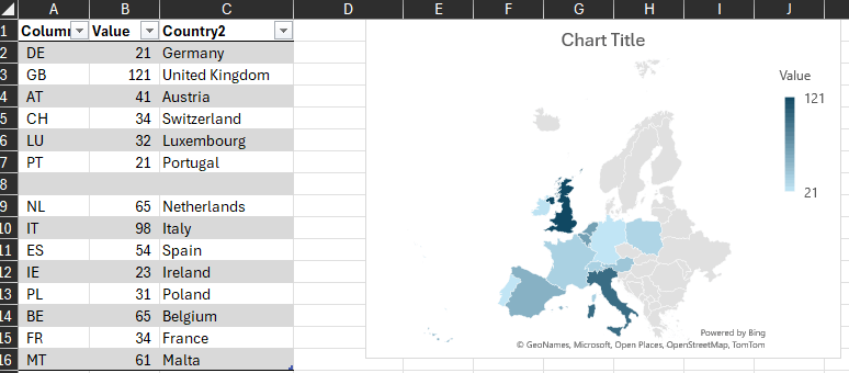 Excel "Filled Map" Chart does not focus on Europe when no other data is ...