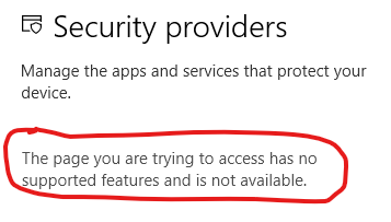 no integration for 3rd party "security providers" in "security center ...