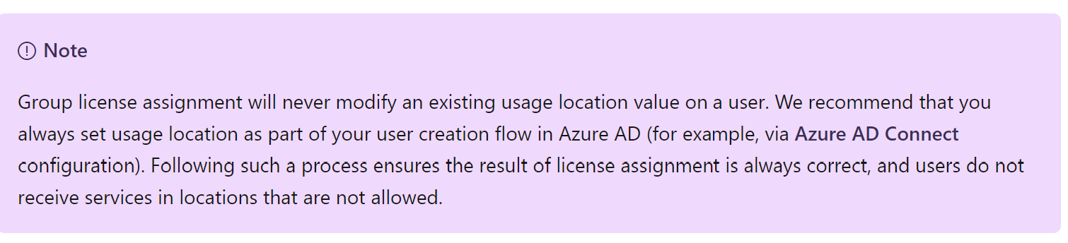usageLocation for users not inheriting tenant location. - Microsoft Q&A