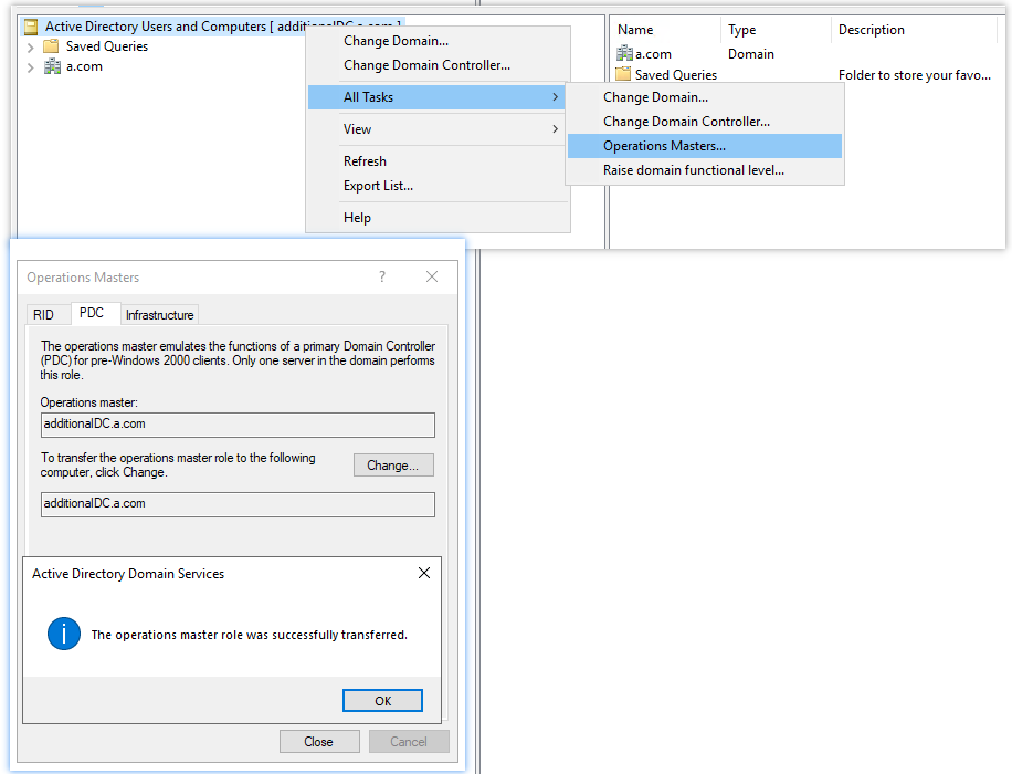 Active Directory - Delegation- FSMO role transfert - Microsoft Q&A