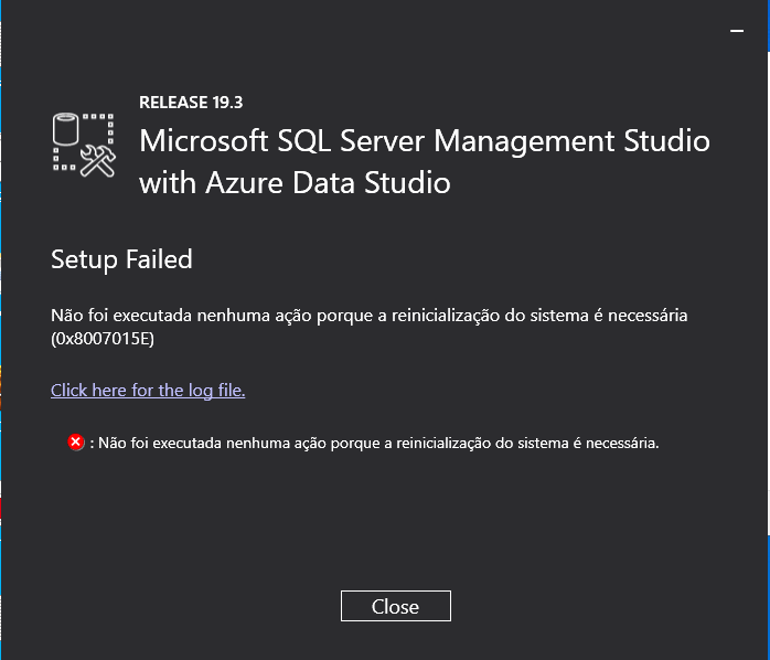 Não consigo desinstalar e nem Reparar o SQL Server Management Studio 19 da minha máquina ...