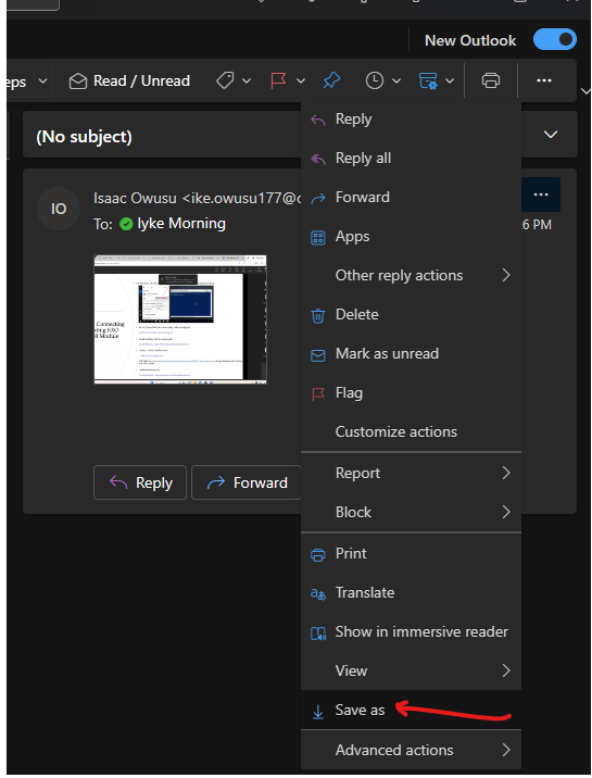 How do I save an attachment in the new Outlook? - Microsoft Q&A