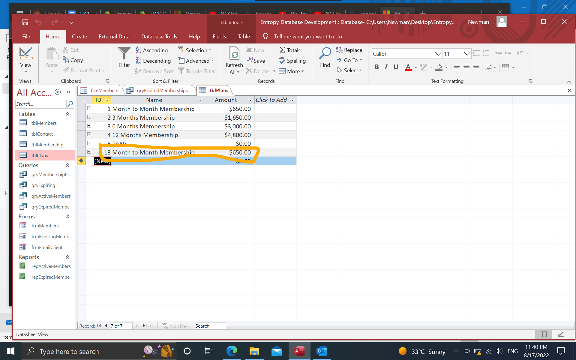 Two problems occurring in my database. - Microsoft Q&A