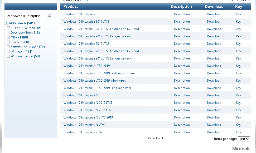 In the VLSC there are not the newest Windows 10 Language packs ...