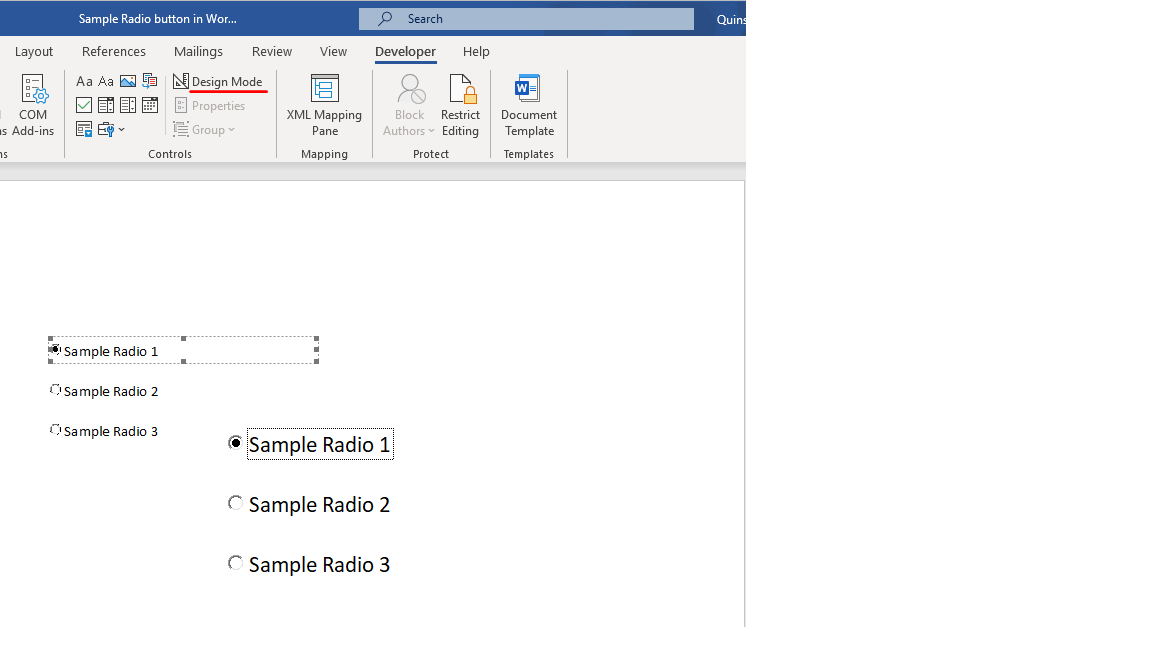 MS Word 365 Radio buttons - Microsoft Q&A