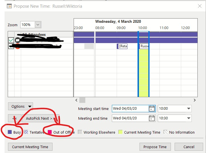How can i change the colors in Outlook Scheduling Assistant as these ...