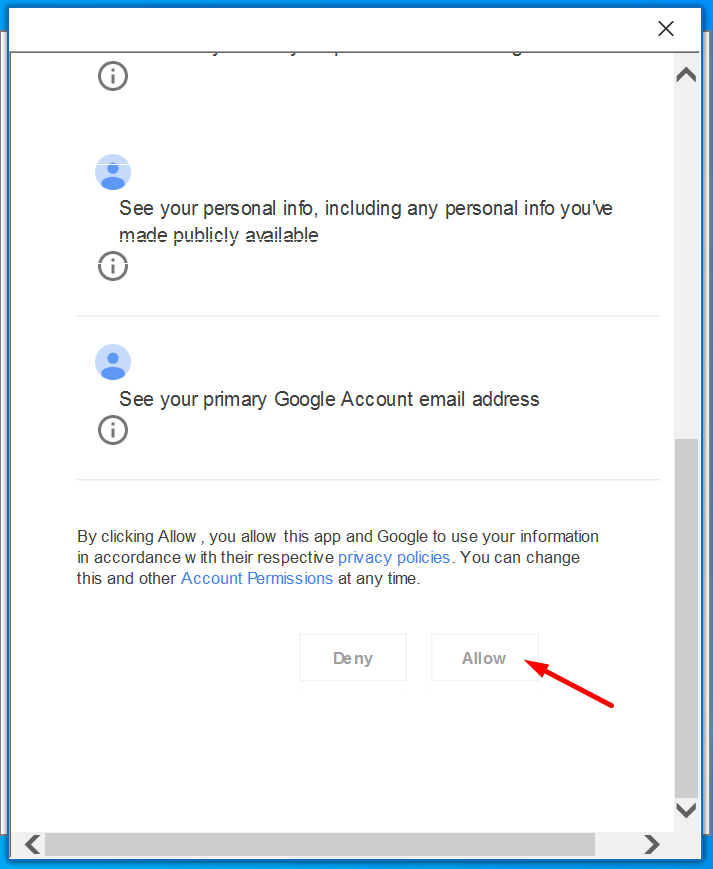 "Allow" button greyed out when trying to connect Gmail with 2FA to ...