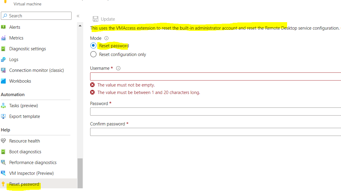 unable to reset my VM login and password is there anyone that can help ...