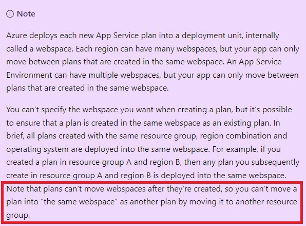 Why can't the app service plan - Microsoft Q&A