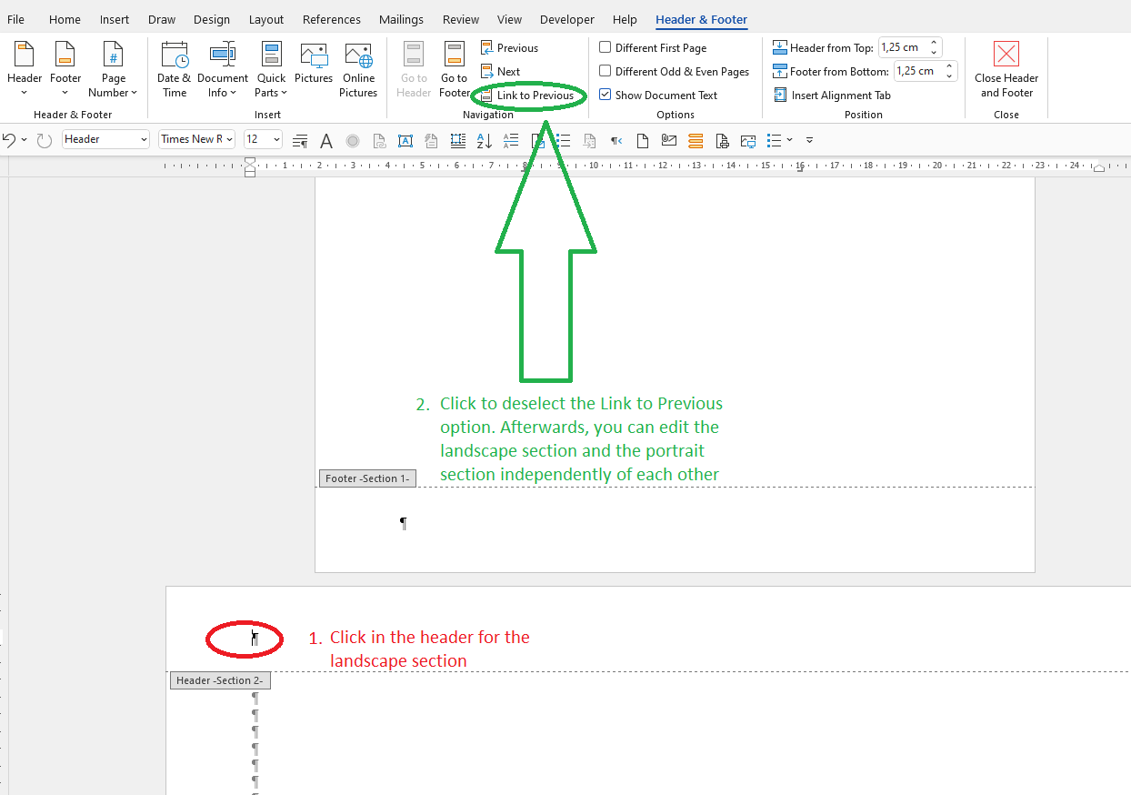 MC Word 2019 - Header with Different Page Orientations - Microsoft Q&A