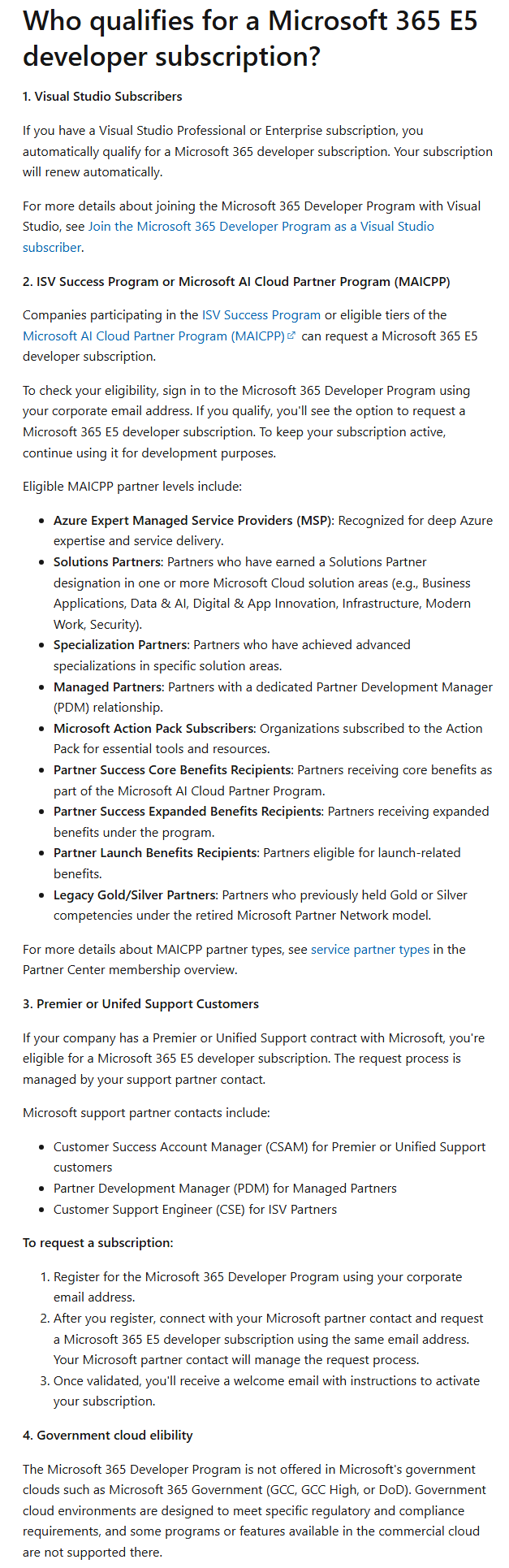 Request to re-enable eligibility for Microsoft 365 E5 Developer Sandbox ...