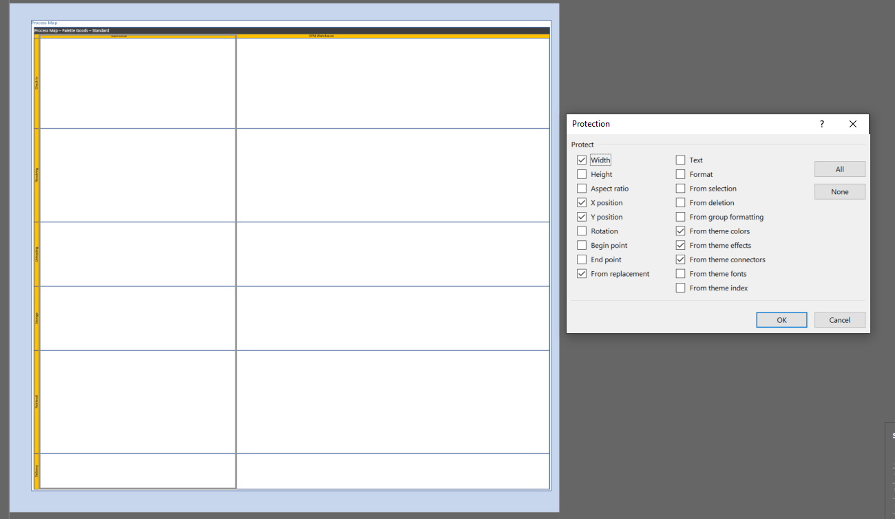 How to lock cross-functional diagram template so that it remains the ...