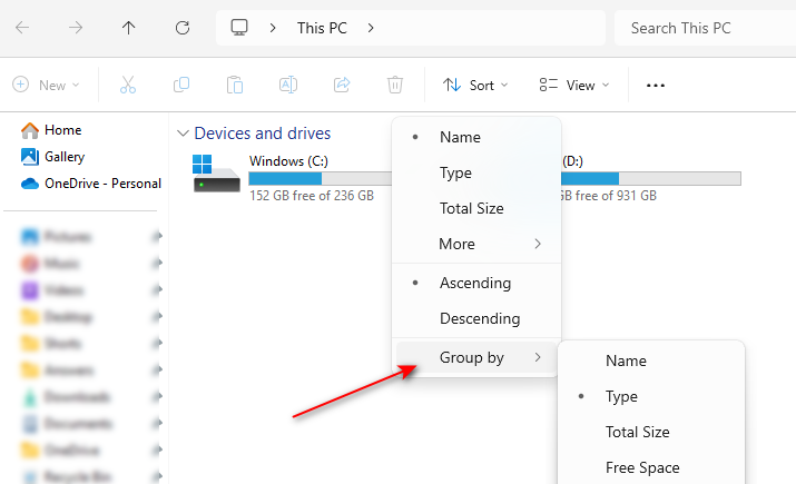 "Group by" option missing from Windows Explorer - Microsoft Q&A