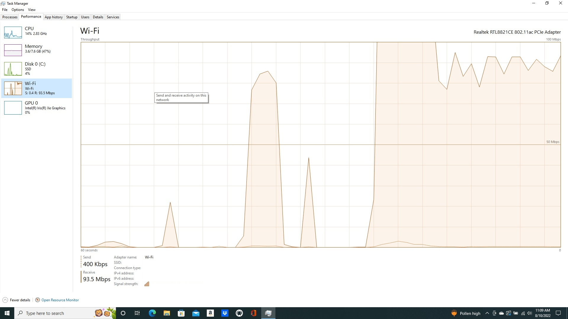 Mysteries about Task Manager Wi-Fi performance graph - Microsoft Q&A