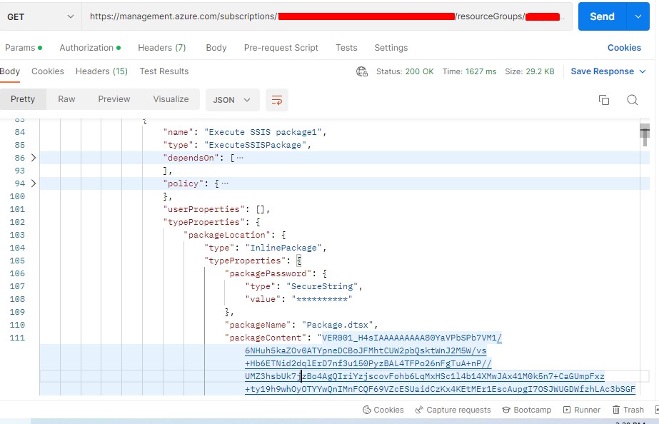 How to fetch SSIS Package Contents using Azure Data Factory REST API's - Microsoft Q&A