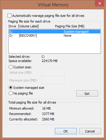 Virtual Memory Windows 8.1 - Microsoft Q&A