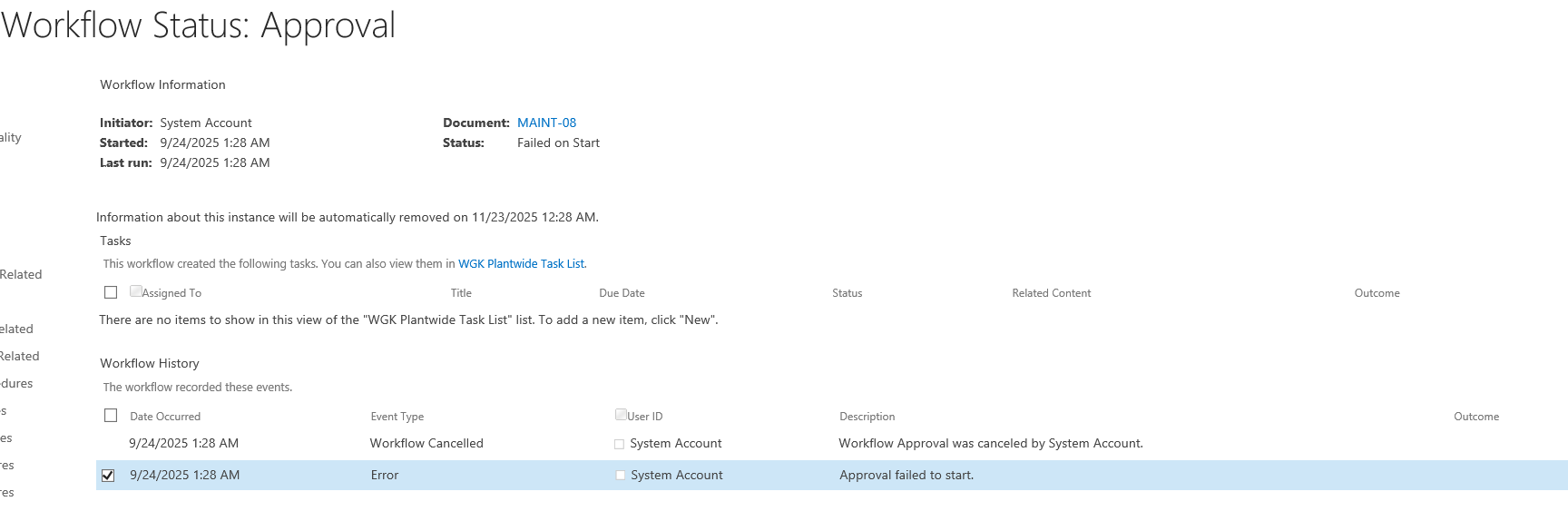 How to fix the Error "Approval failed to start" in Sharepoint 2019. - Microsoft Q&A