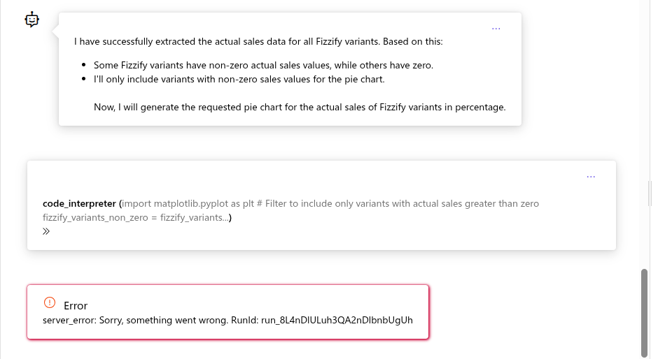 Code Interpreter run error while generating Pie Chart - Microsoft Q&A