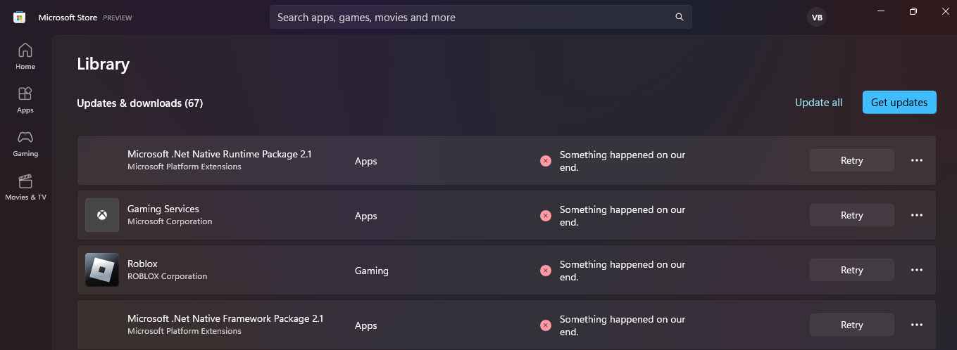 I can´t install anything nor update with xbox and the Microsoft Store ...