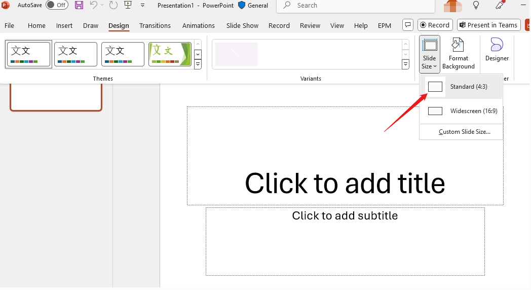How do I set Powerpoint to Standard Slide, instead of Widescreen ...