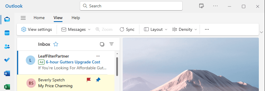 I would like to restore default view of inbox - Microsoft Q&A