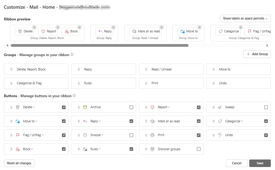 Outlook.com email "home" ribbon missing Pin / Unpin Button both on the ...