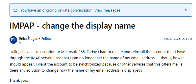 IMPAP - change the display name - Microsoft Q&A