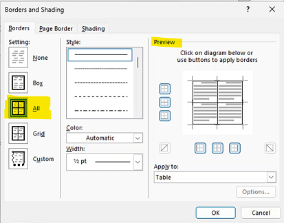 Table Borders Not Showing in Microsoft Word - Microsoft Q&A