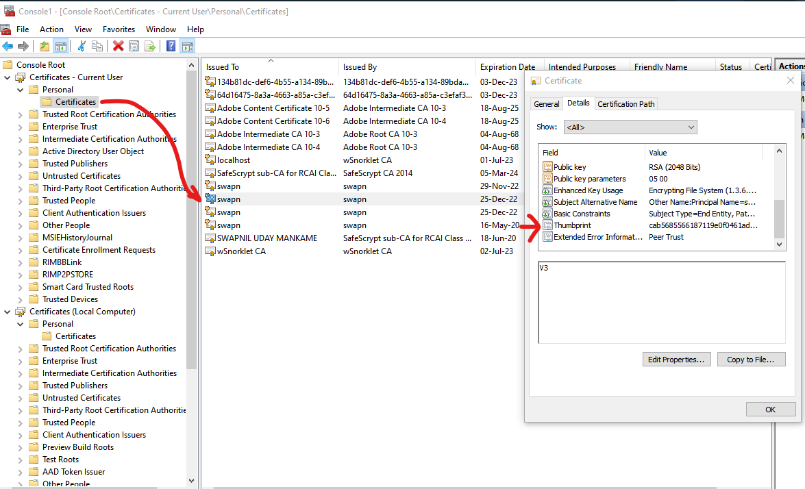 Unable to access EFS Encrypted Folder even though "current user" has Certificate and Key ...