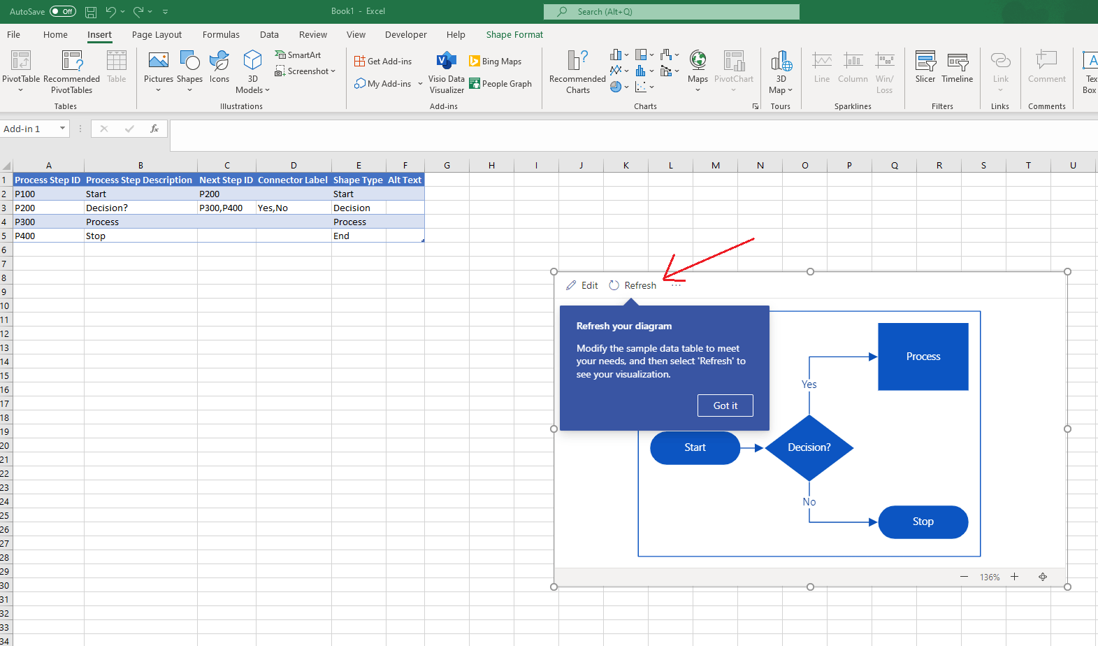Embedding an Excel linked Visio Value Stream map back into Excel...will ...