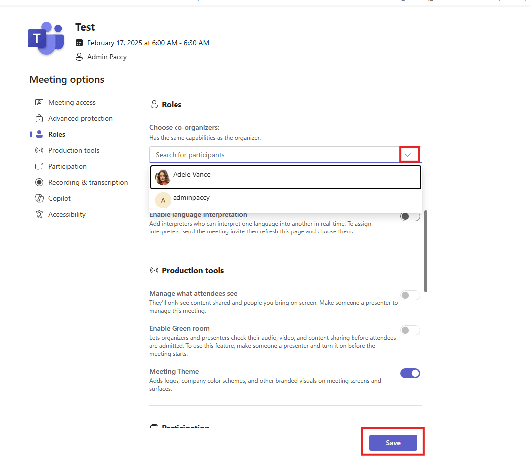 How do I add a co-organizer to a teams meeting. Ive tried everything ...