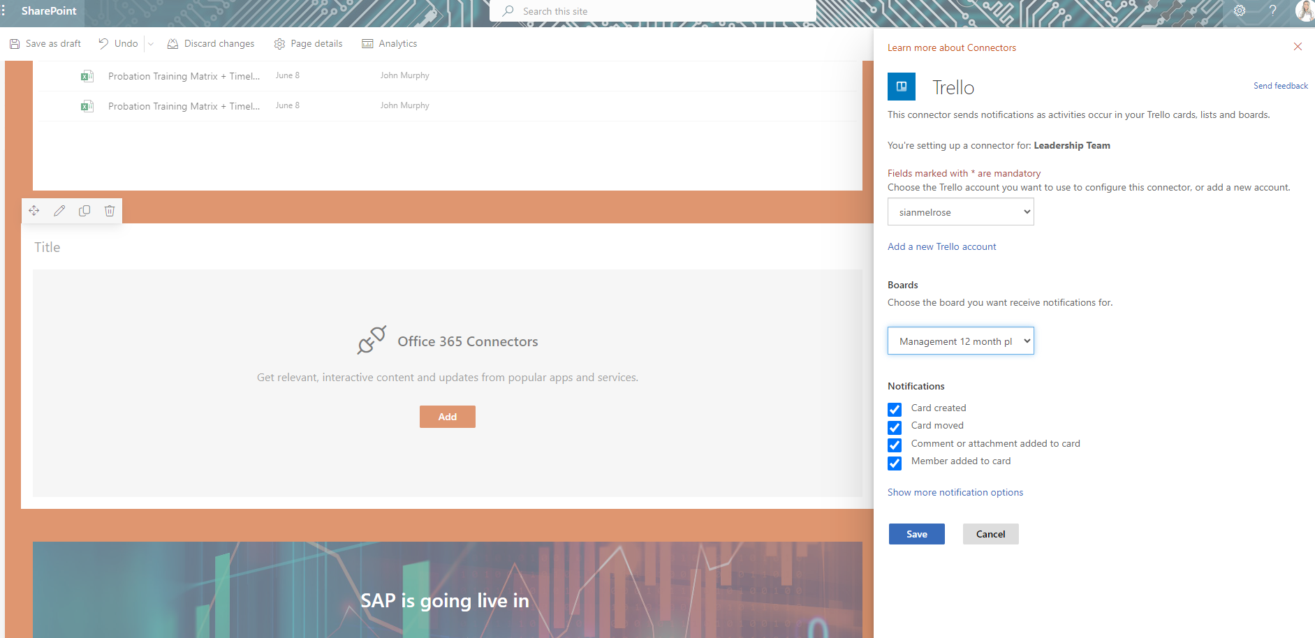 I want to add a trello board onto a sharepoint site but i get and error ...